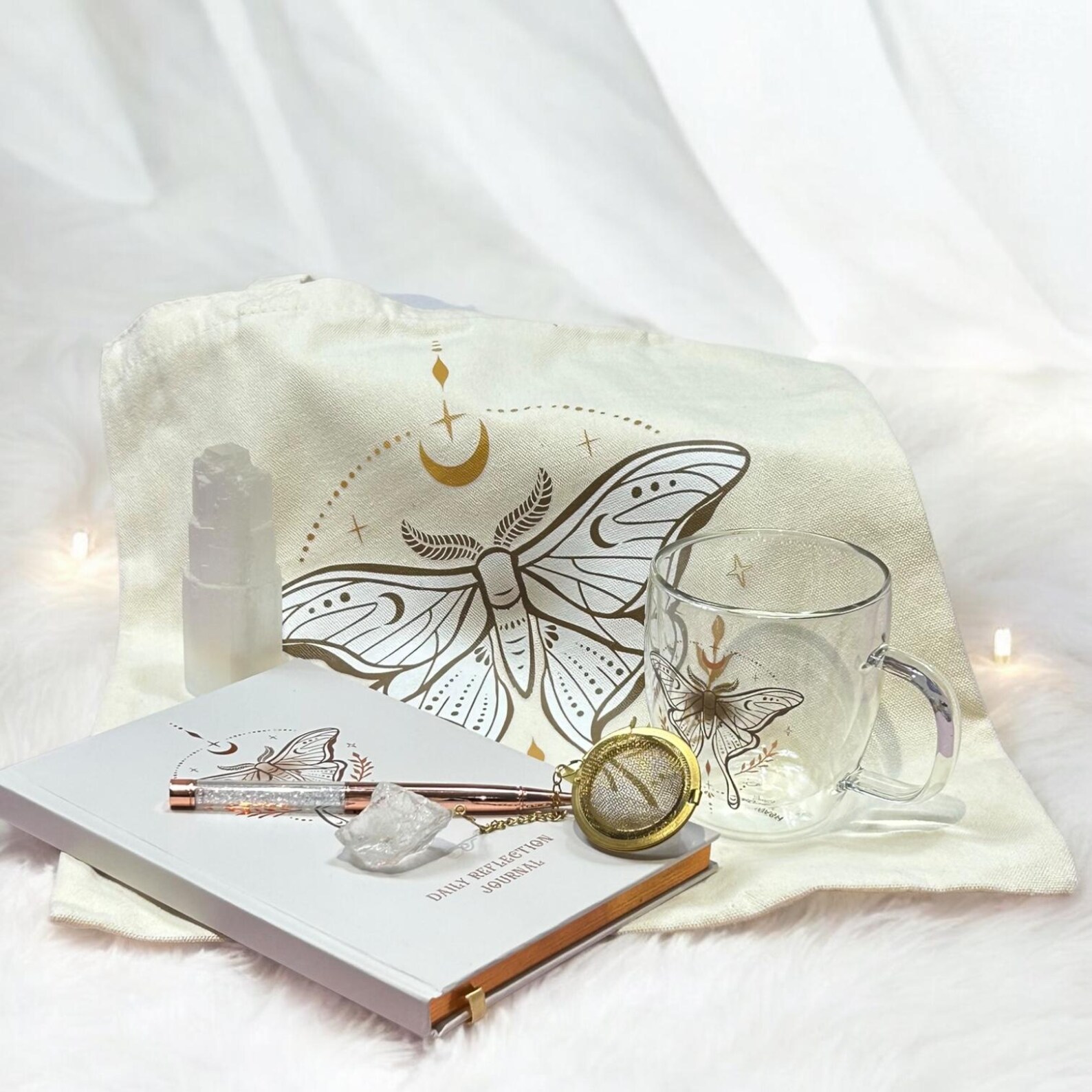 Luna Moth Gift Set: Polycotton Tote, Crystal Tea Mug, Journal ...