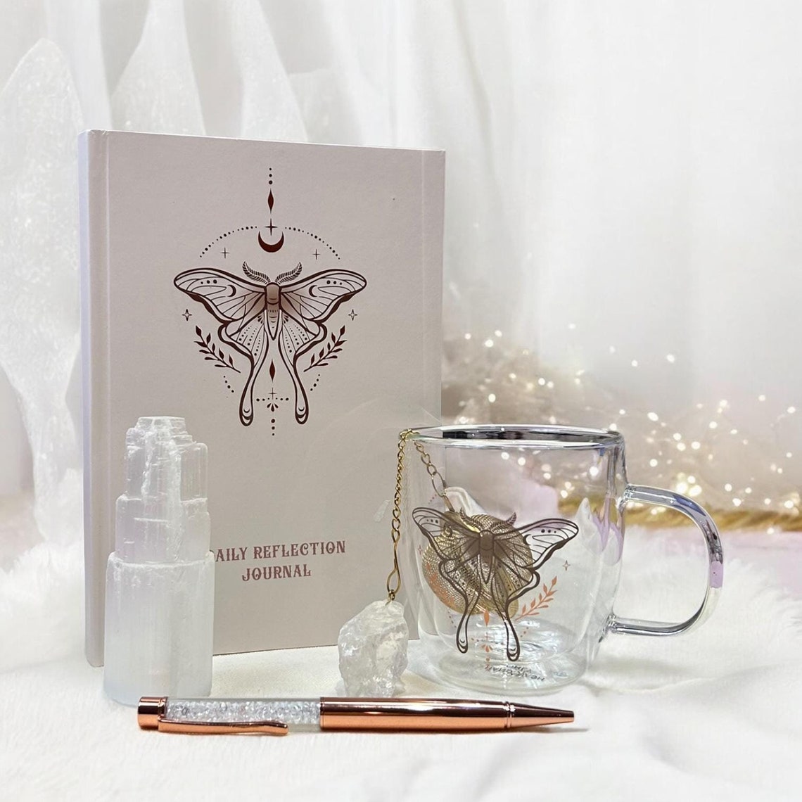 Luna Moth Gift Set: Polycotton Tote, Crystal Tea Mug, Journal ...