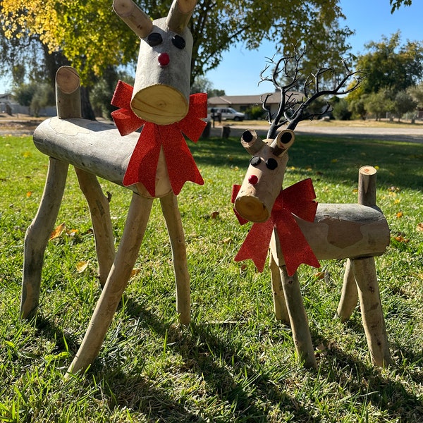 Log Reindeer - Etsy