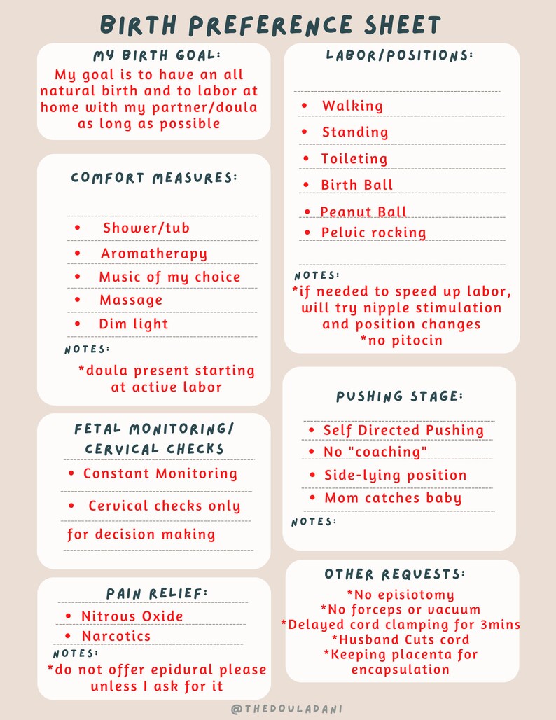 Customizable Birth Plan Template - Etsy