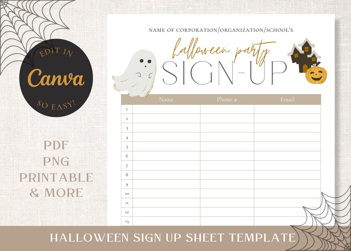 Halloween Party Sign up Form - Canva Halloween Party Volunteer Template ...