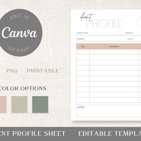 Canva Client Info Sheet - Etsy