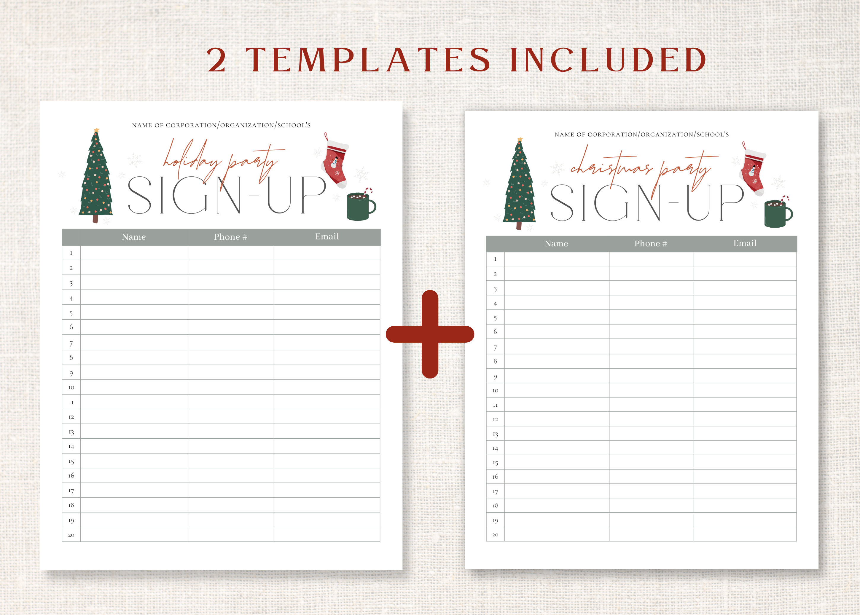 Christmas Party Sign up Form Canva Template - Holiday Volunteer Sign up ...