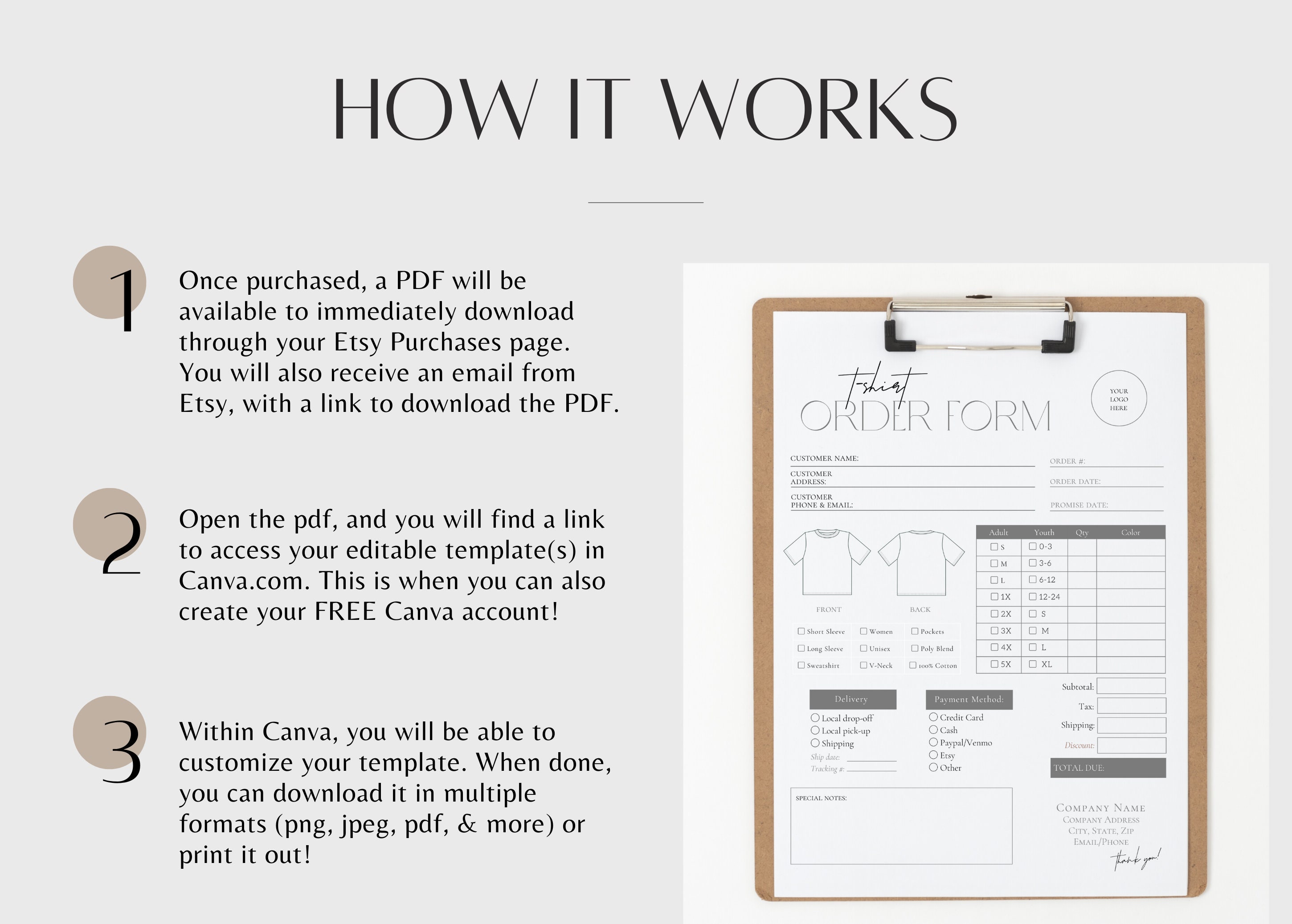 Shirt Order Form Template - T Shirt Order Form Printable Template ...