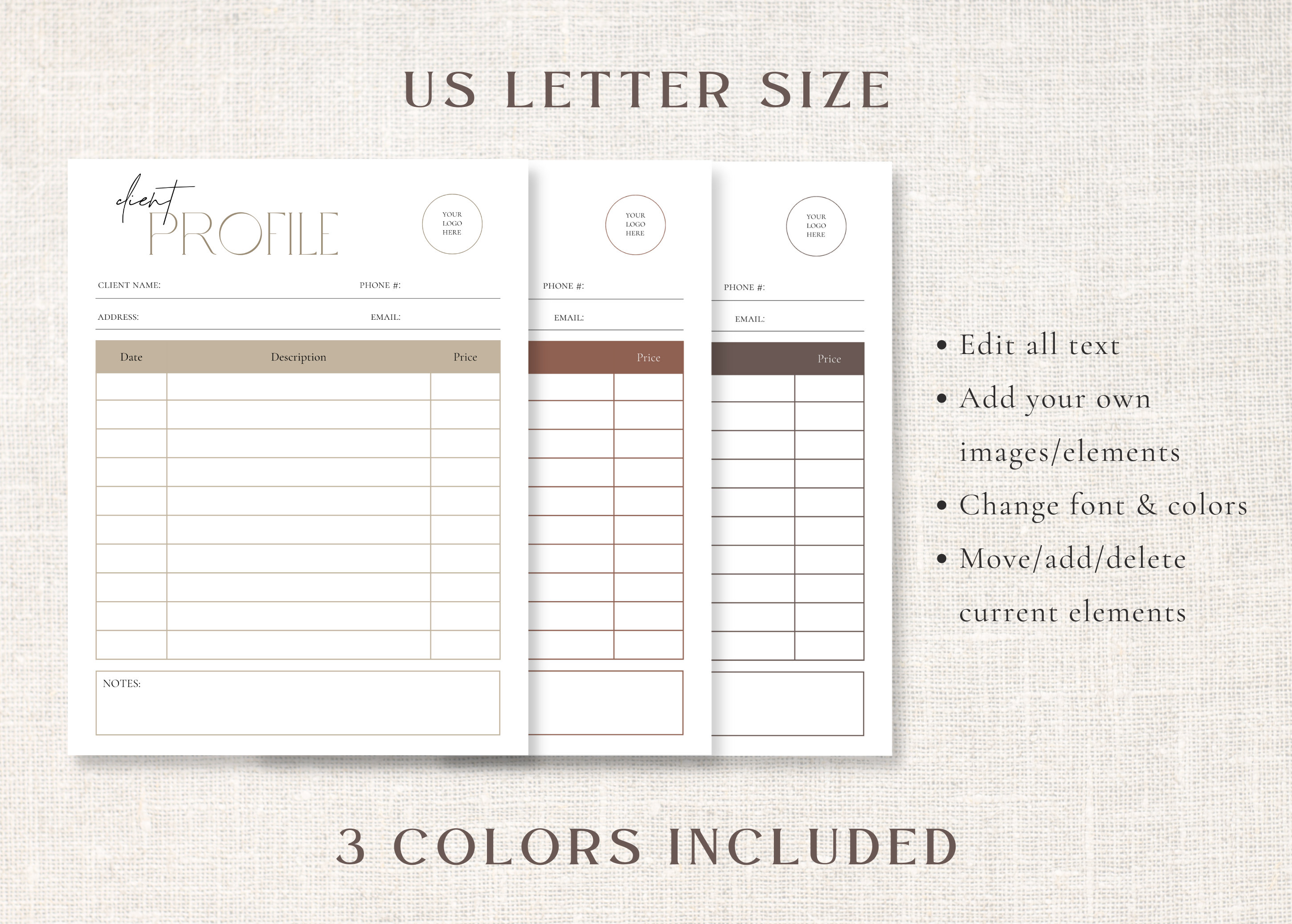 Client Information Editable Template - Client Profile Printable Canva ...