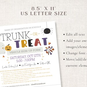 Trunk or Treat Editable Sign up Form - Trunk or Treat Vehicle ...