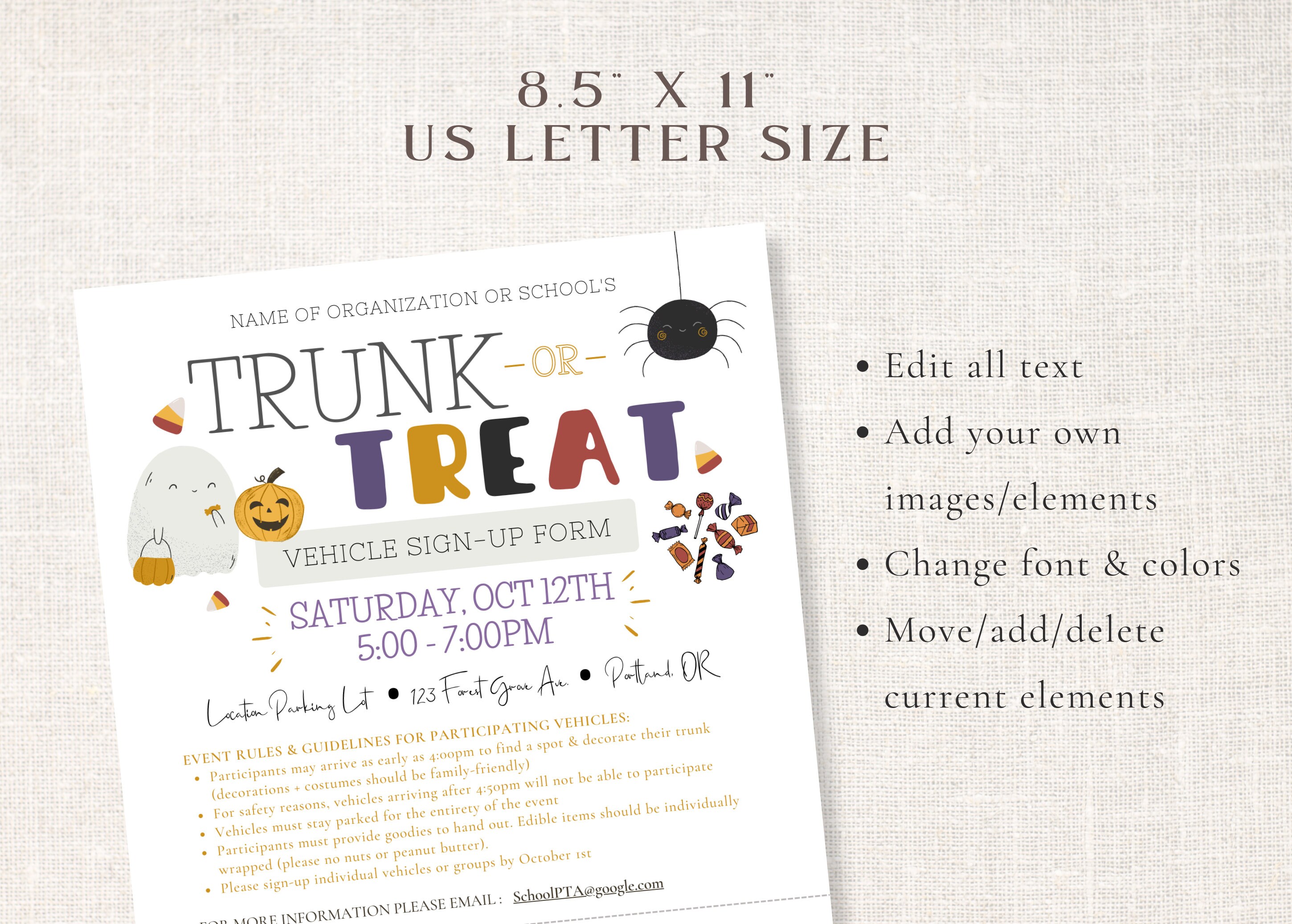 Trunk or Treat Editable Sign up Form - Trunk or Treat Vehicle ...