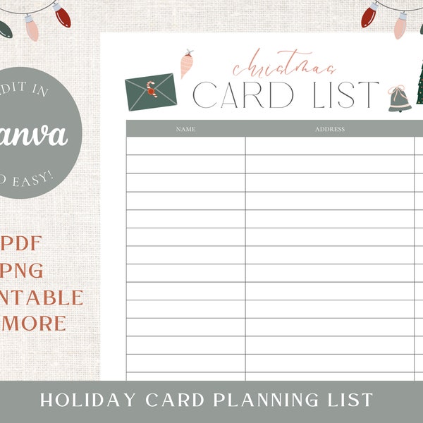 Christmas Card List - Etsy