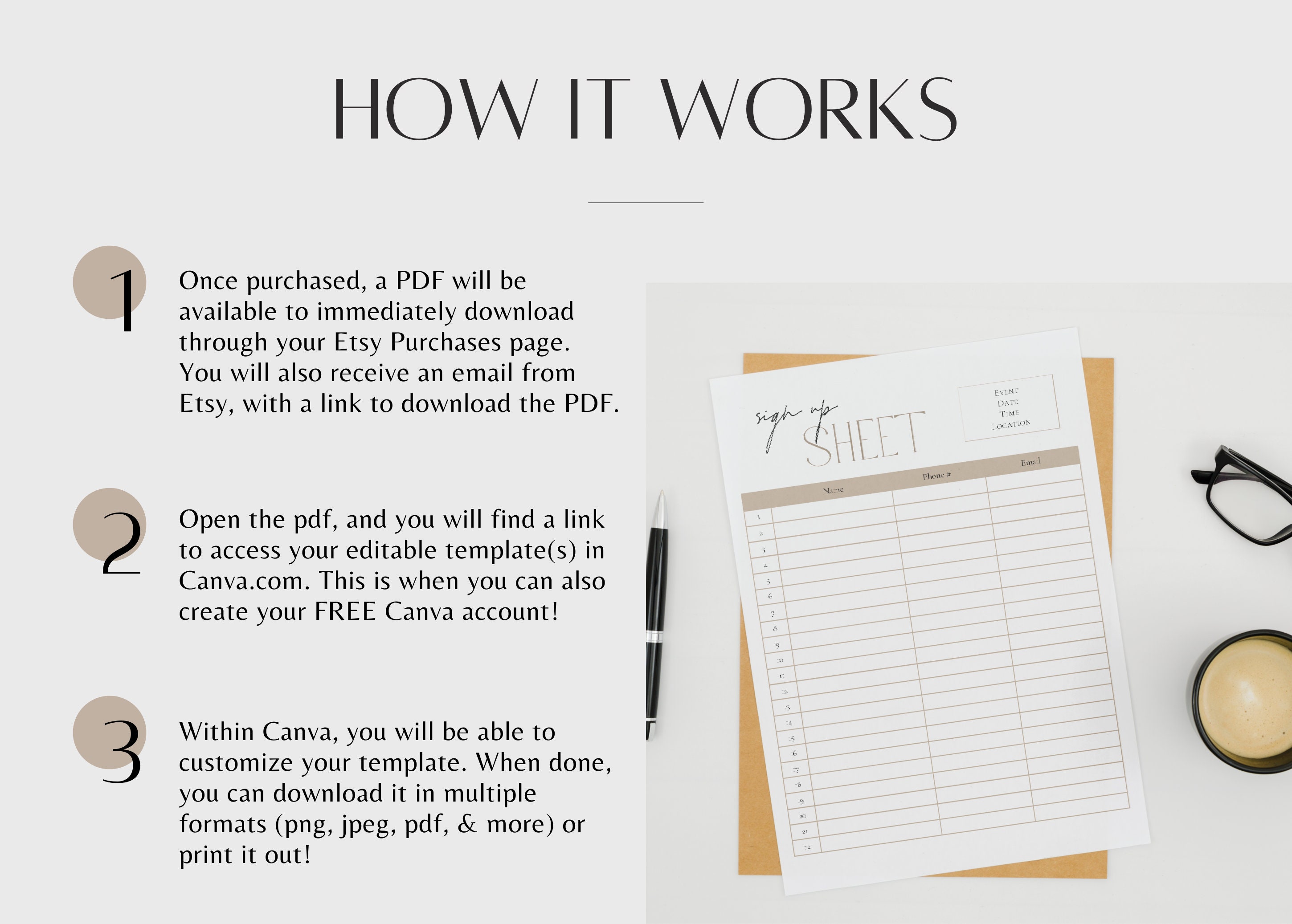 Sign up Sheet Editable Template - Canva Printable Sign up Form - Event ...