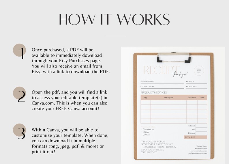 Canva Editable Business Receipt - Printable Customer Receipt Form ...