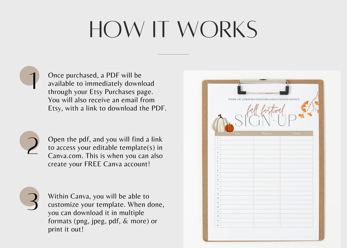 Fall Festival Sign up Form Canva Template - Fall Volunteer Sign up ...
