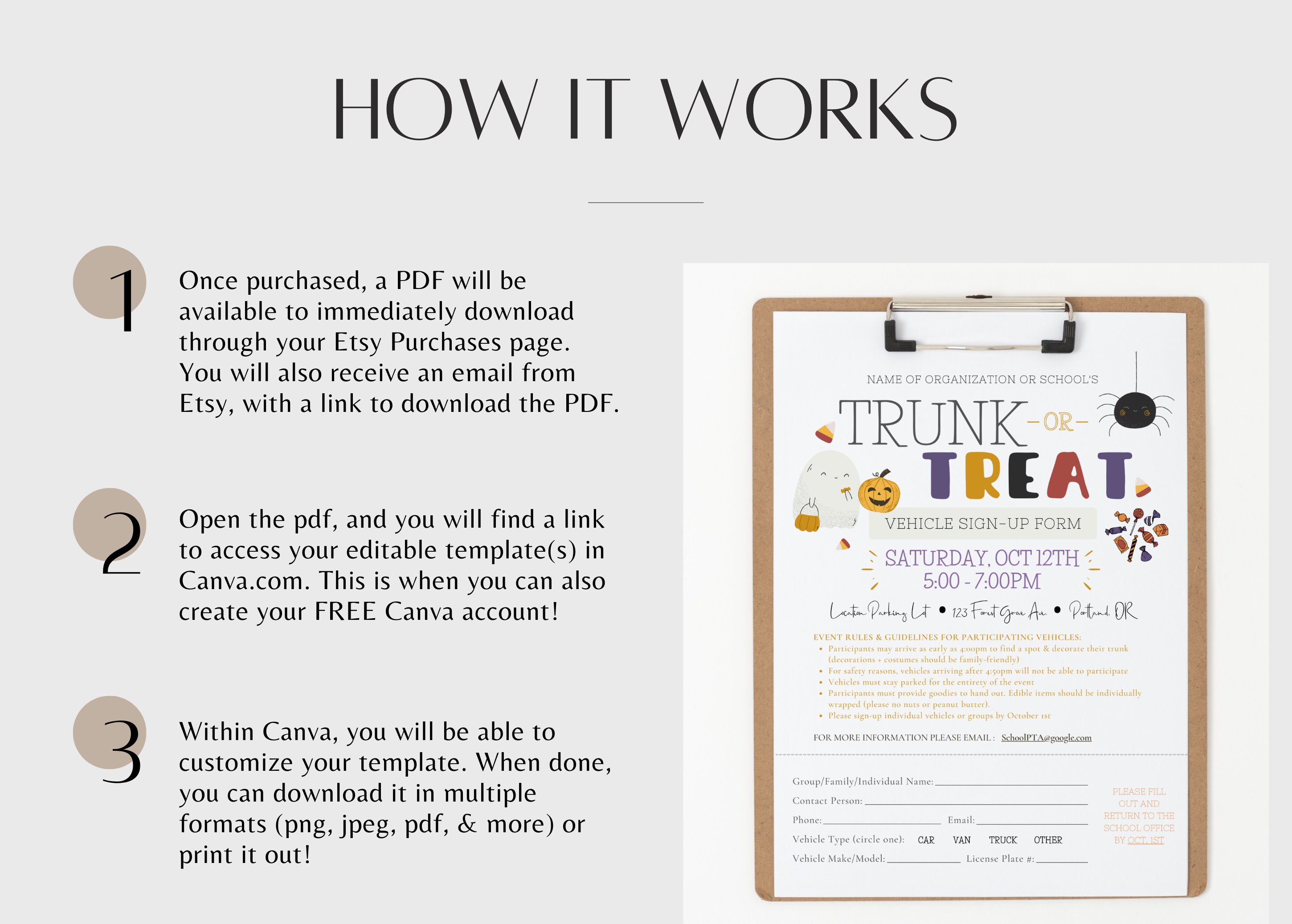 Trunk or Treat Editable Sign up Form - Trunk or Treat Vehicle ...