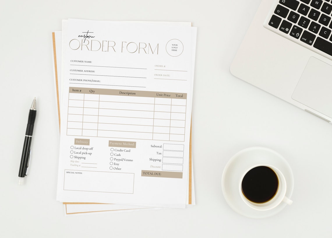 Custom Order Form Template - Purchase Order Form Template - Editable ...