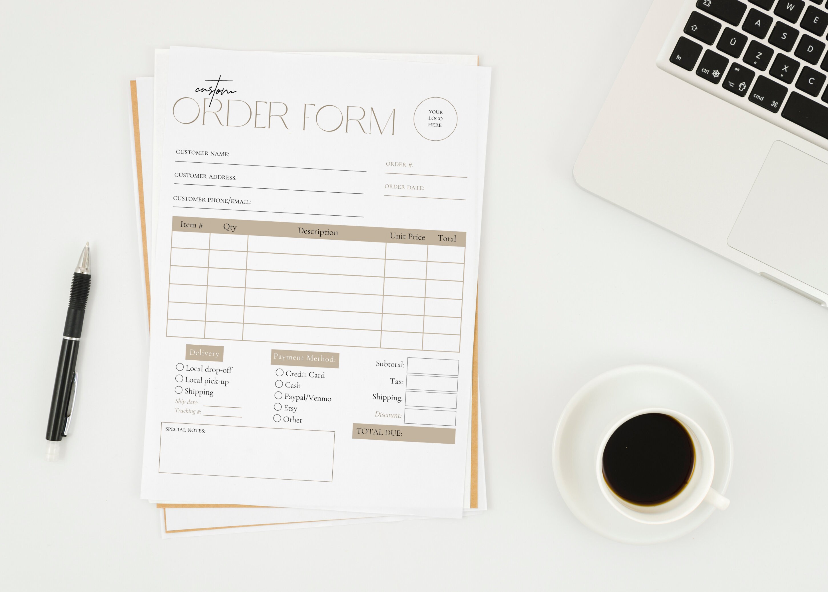 Custom Order Form Template - Purchase Order Form Template - Editable ...