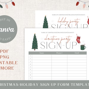 Christmas Party Sign up Form Canva Template - Holiday Volunteer Sign up ...