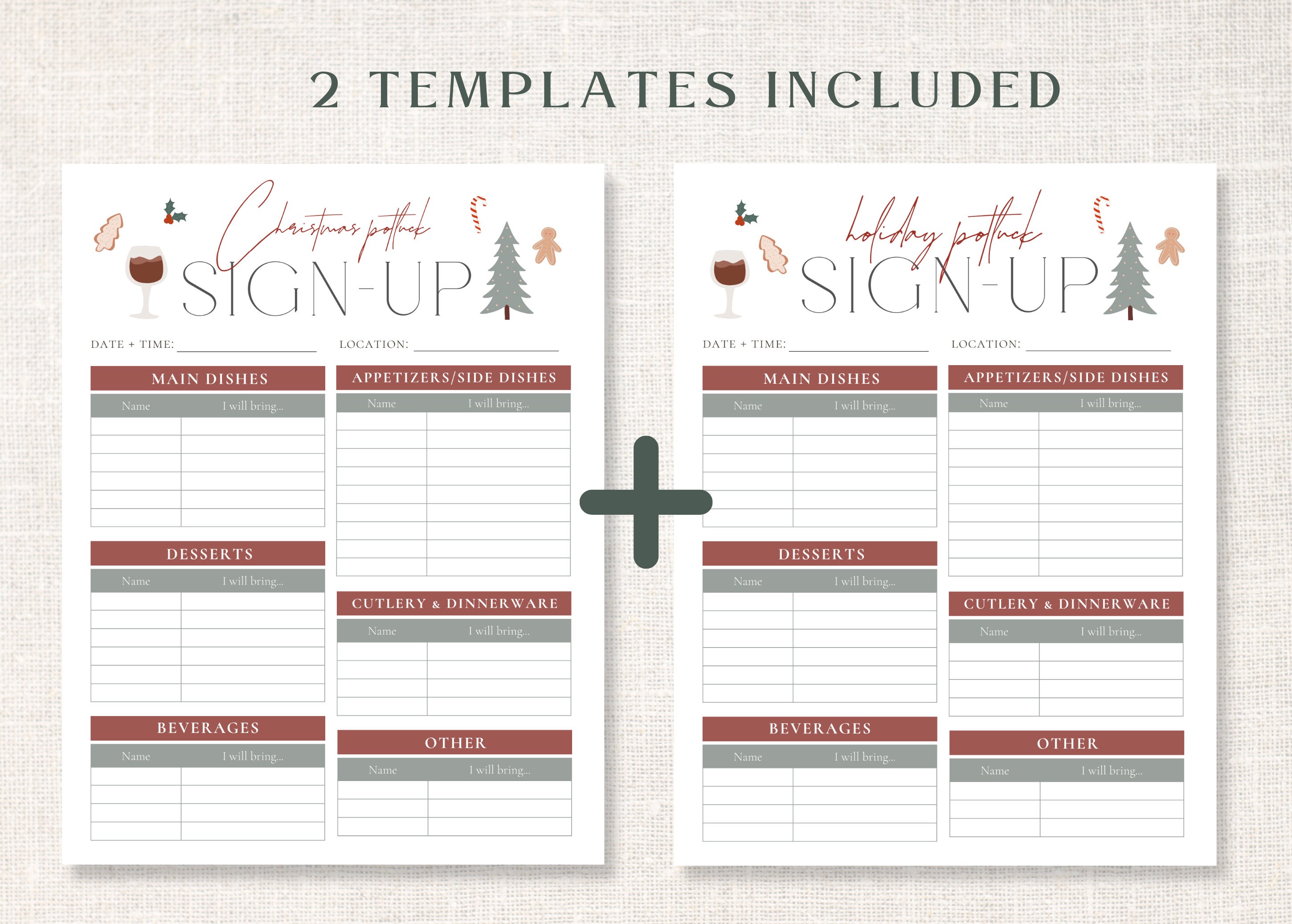 Canva Christmas Potluck Sign up Form - Printable Holiday Potluck Sign ...