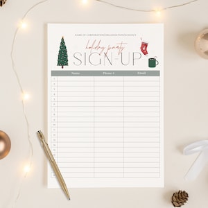 Christmas Party Sign up Form Canva Template - Holiday Volunteer Sign up ...