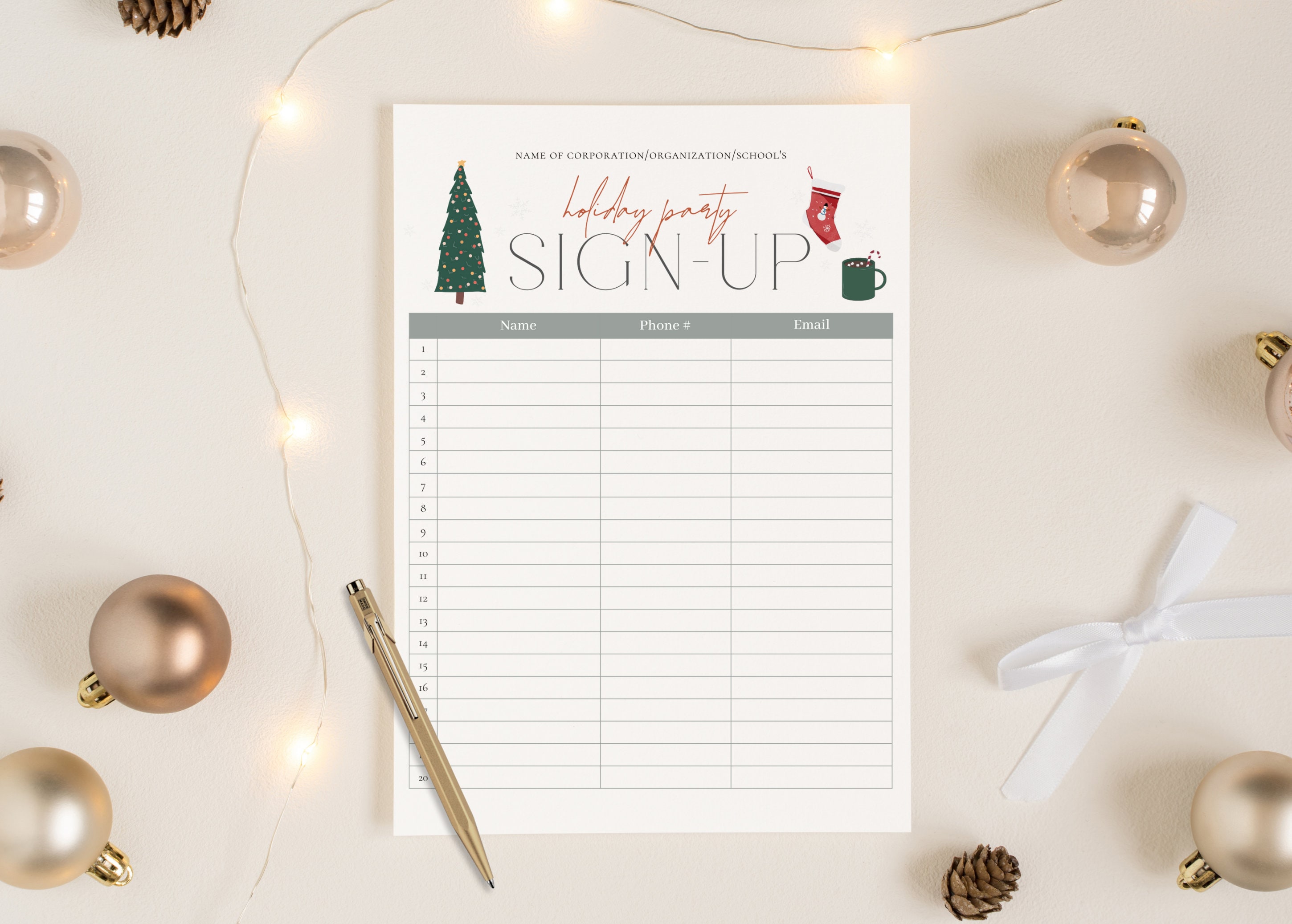 Christmas Party Sign up Form Canva Template - Holiday Volunteer Sign up ...