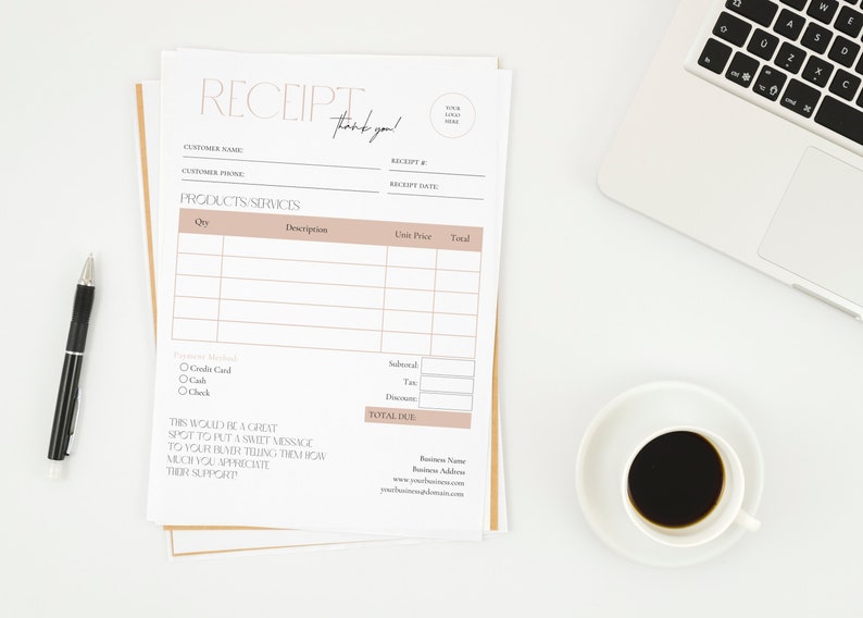 Canva Editable Business Receipt Printable Customer Receipt Form ...