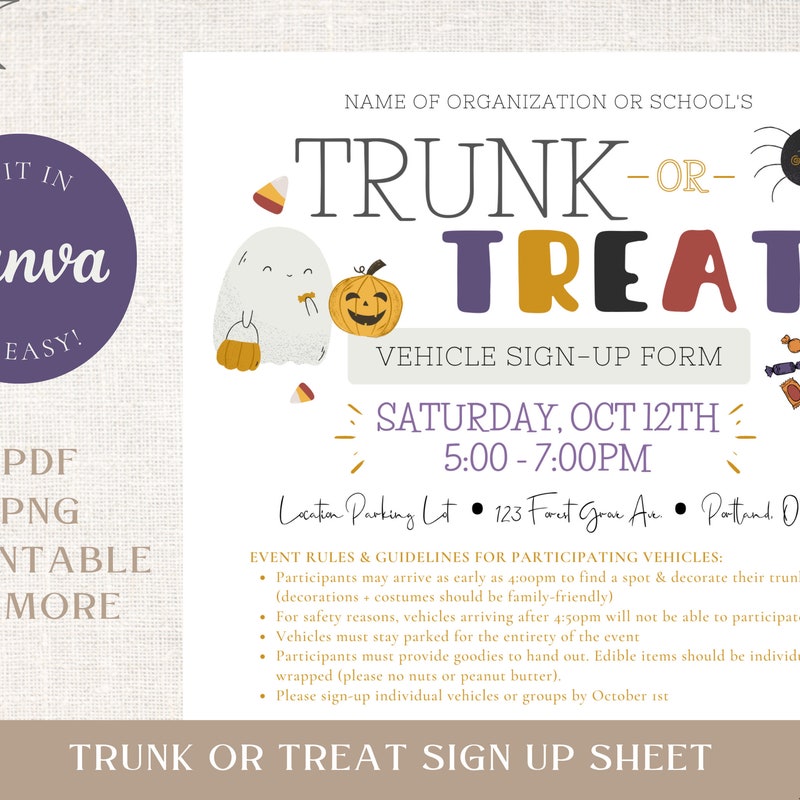 Trunk or Treat Flyer - Etsy