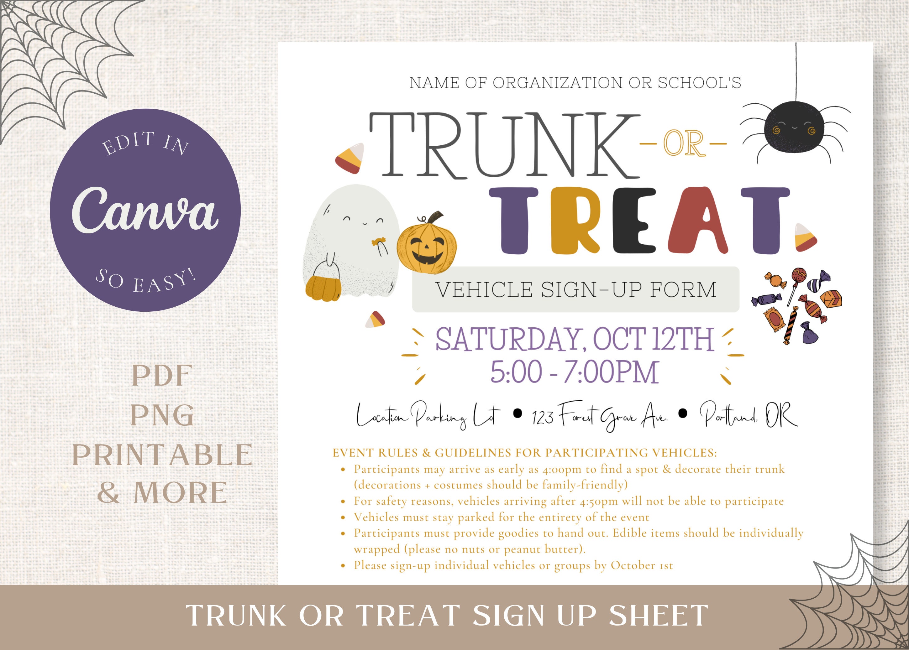 Trunk or Treat Editable Sign up Form - Trunk or Treat Vehicle ...