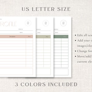 Client Information Editable Template - Modern Client Profile Printable ...