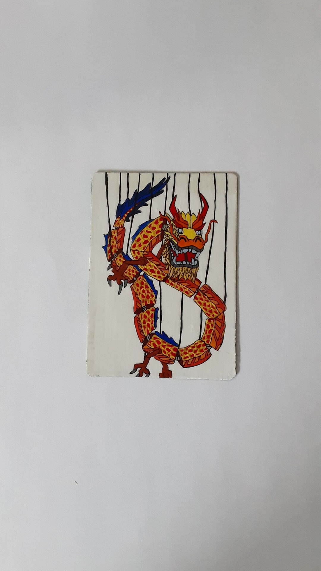 Chinese Dragon Puppet, Original Hand Painted Art Card - Etsy