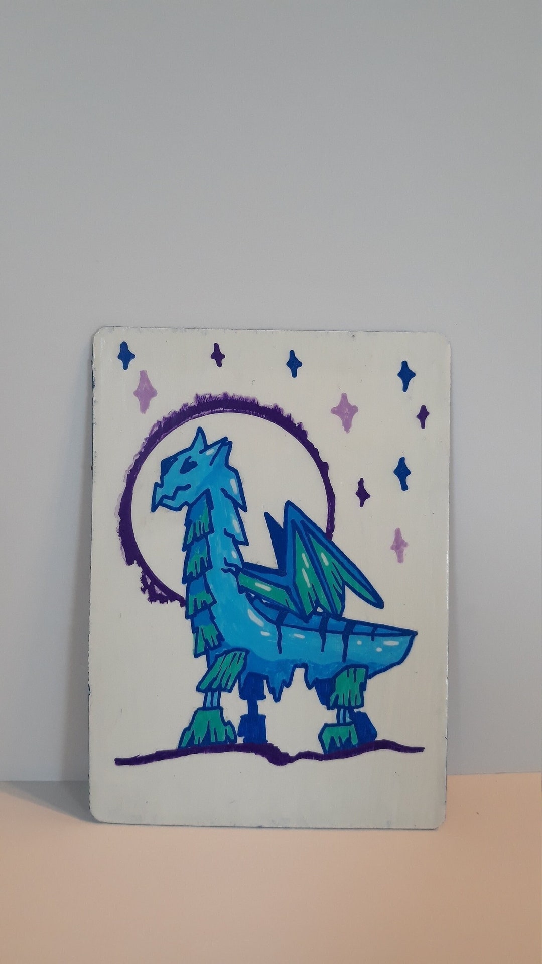 Original Ice Dragon Posca Painted Card - Etsy
