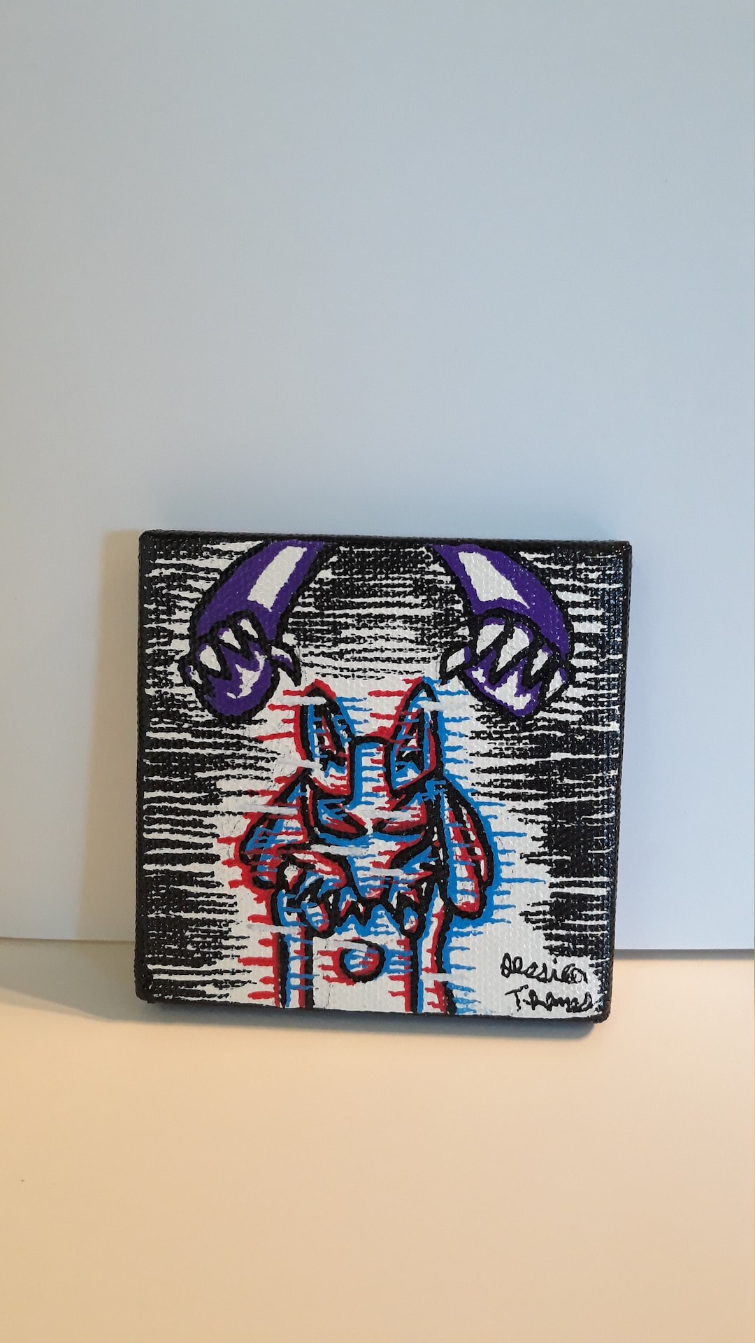 Original Corrupted Lucario Pokemon 3 In. Mini Canvas Painting - Etsy