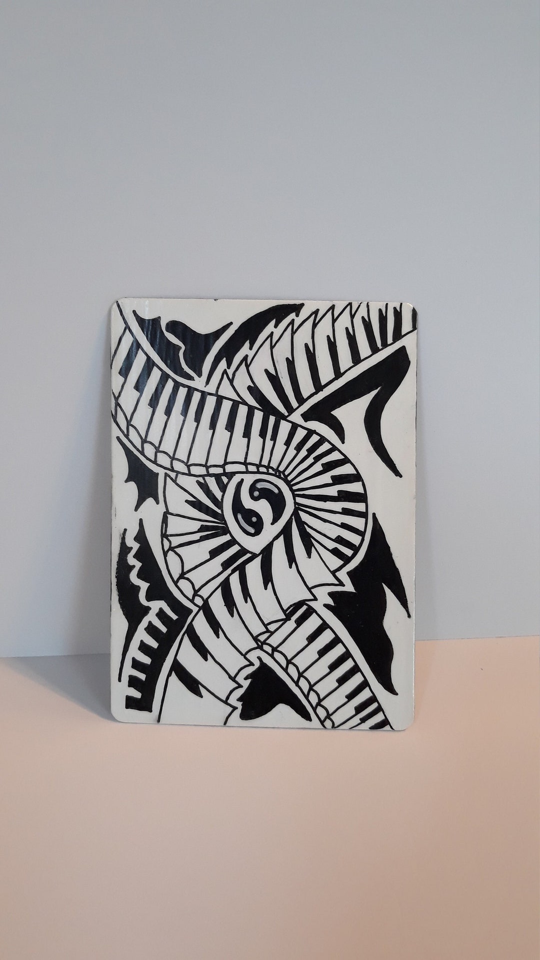 Original Abstract Black and White Posca Card Painting - Etsy