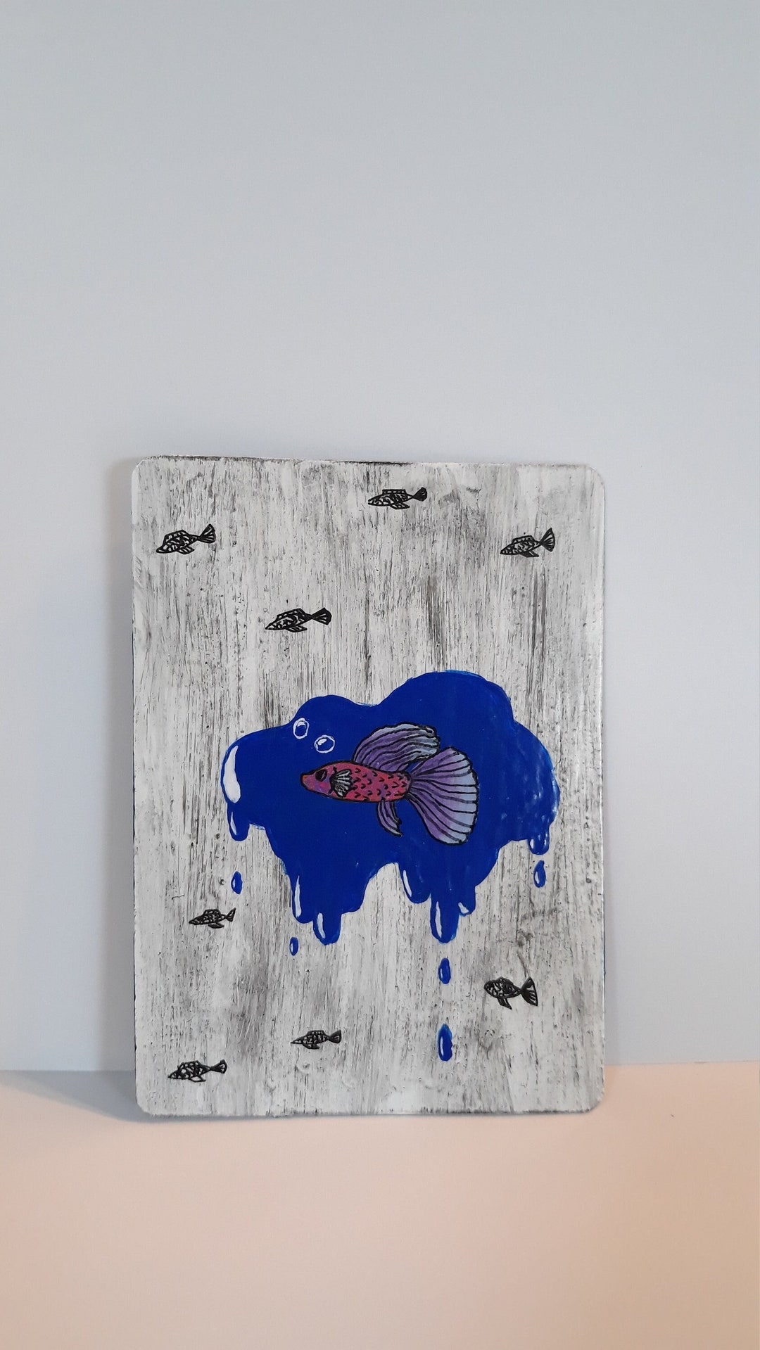 Original Different Fish Painted Card - Etsy