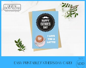 Printable Happy Fathers Day Card, Fathers Day Digital Printable Card ...