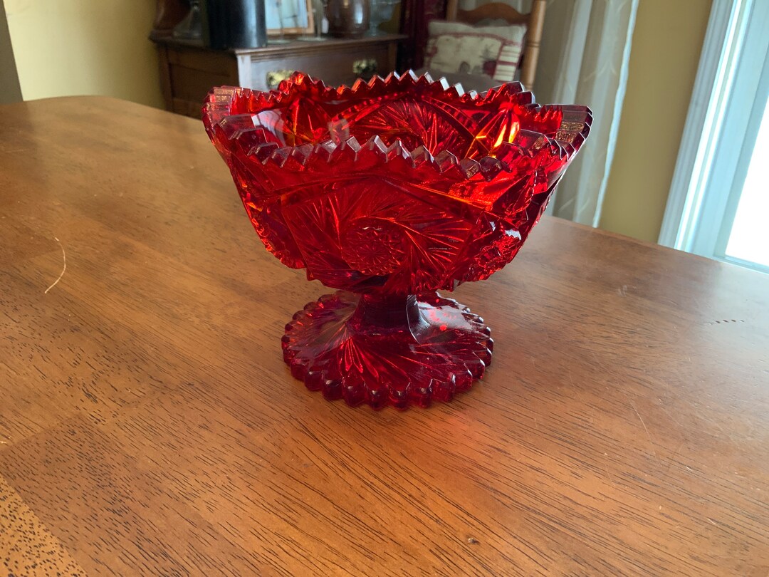 L. E. Smith Red Comet of the Stars Pedestal Dish - Etsy