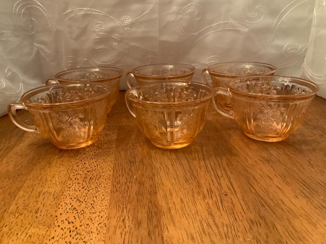 Pink Cabbage Rose Cups Set of 6 - Etsy