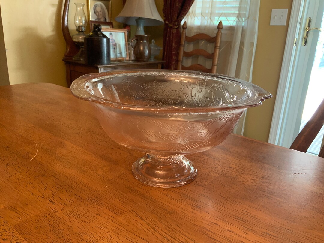 Pink Madrid Glass Footed Bowl by Federal Glass Co - Etsy