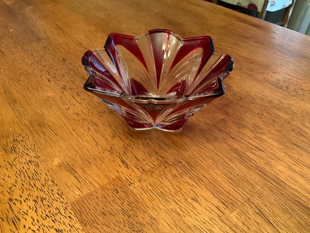 Red and Clear SOGA Made in Japan Pressed Glass Square Bowl - Etsy