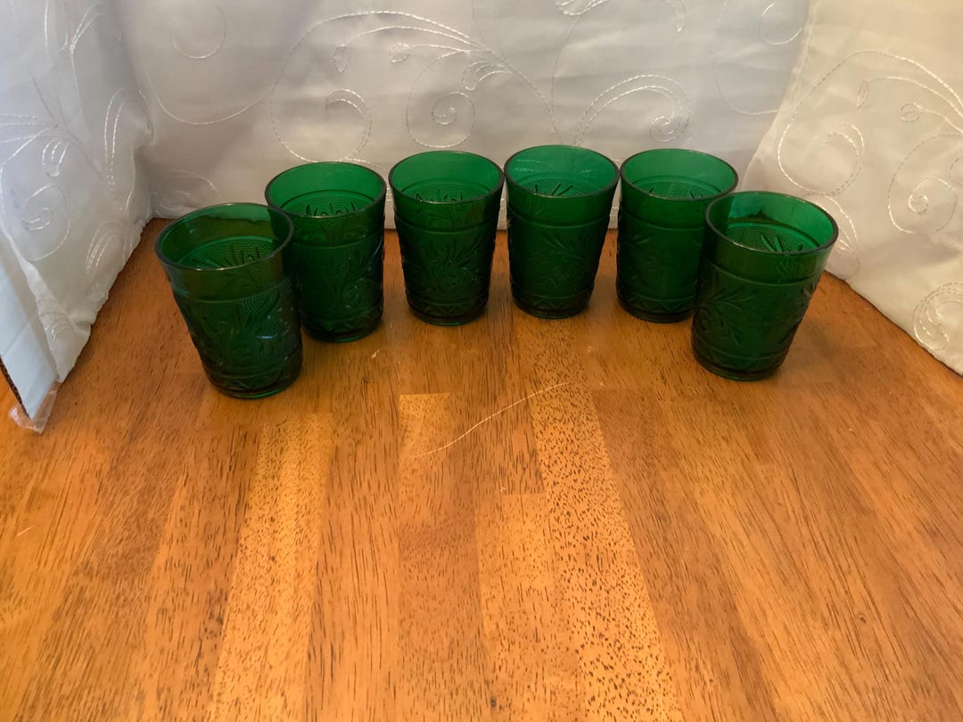 Green Tiara Juice Glasses by Anchor Hocking Set of 6 - Etsy
