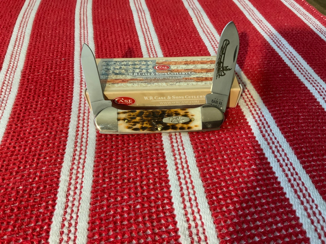 Case XX Amber Bone Peach Seed Jig Canoe Pocket Knife 00263 - Etsy