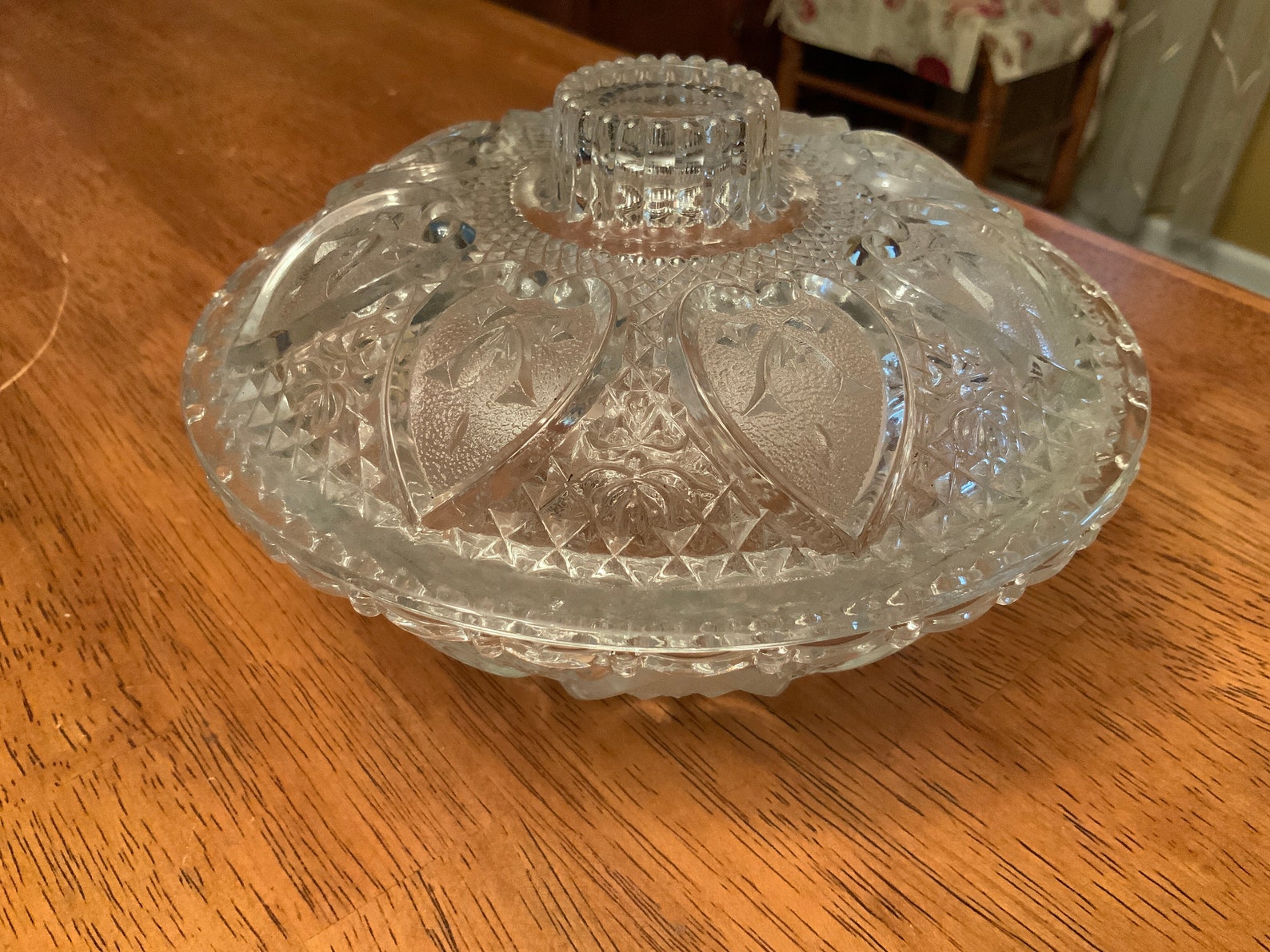 Pasari Pressed Glass Candy Dish With Lid Etsy