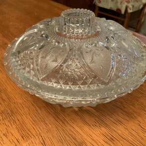 Pasari Pressed Glass Candy Dish With Lid - Etsy