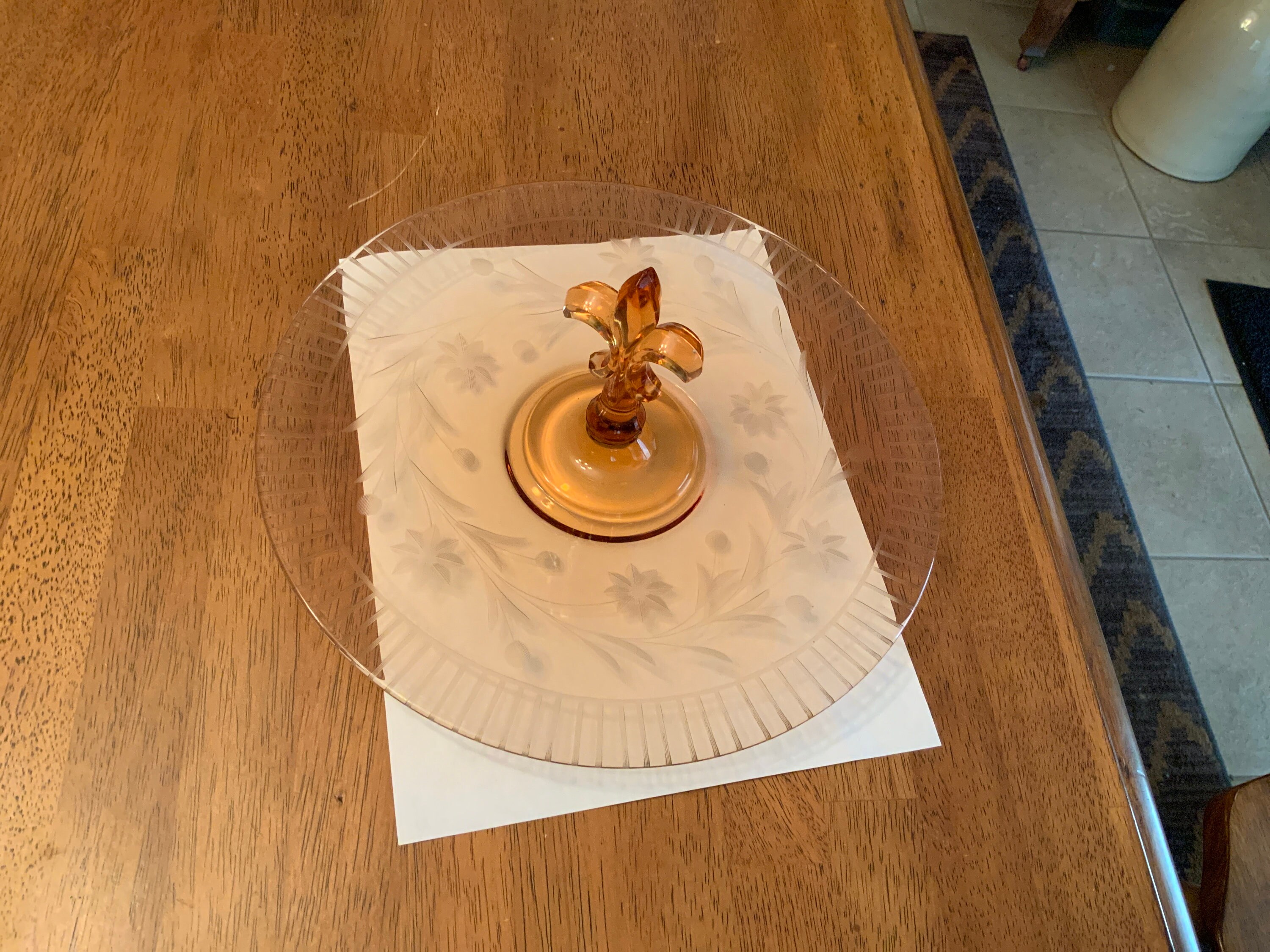 Fostoria Pioneer Pink Amber Fleur De Lis Serving Dish - Etsy