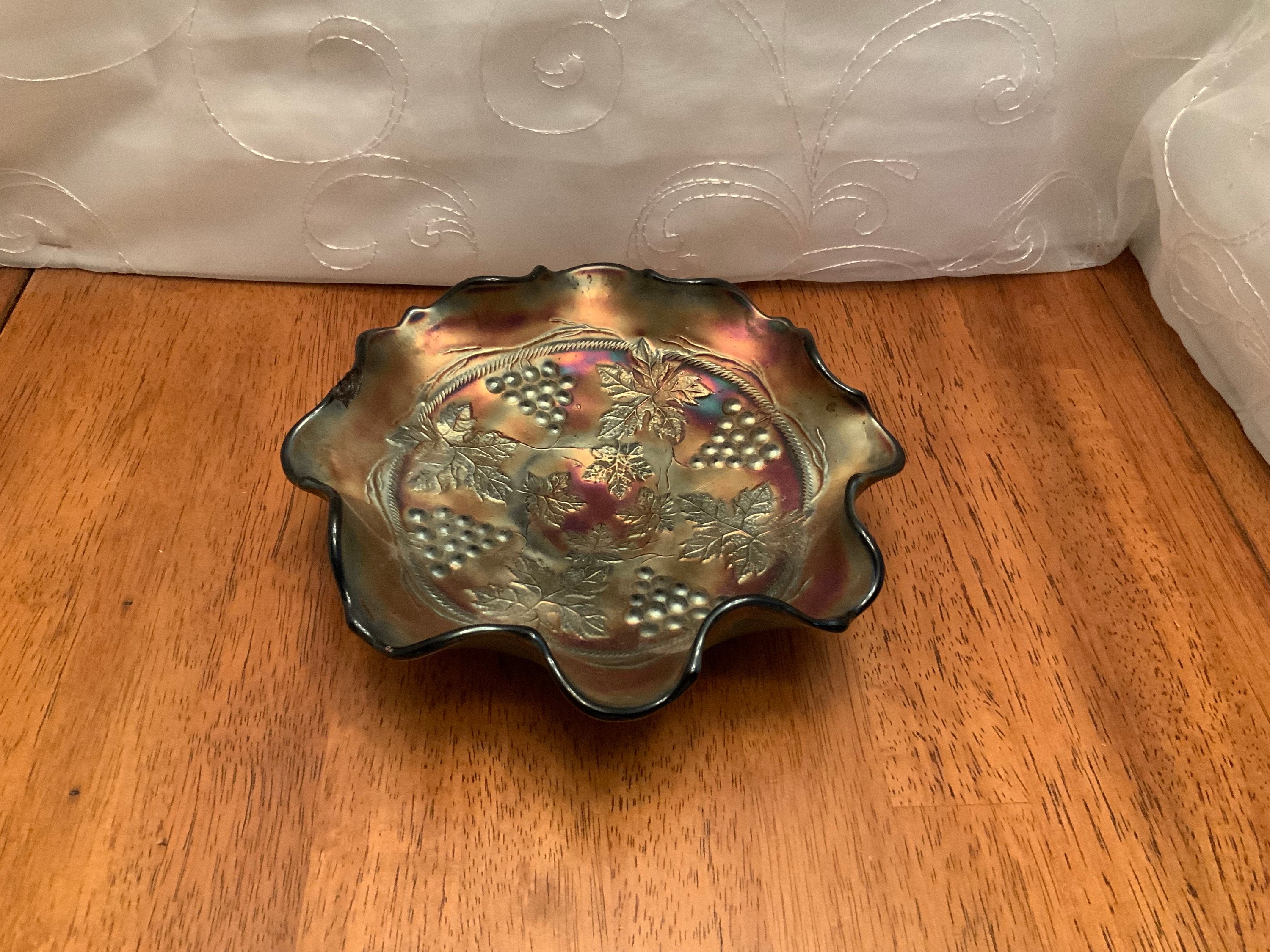 Purple Grape and Cable Carnival Glass Bowl - Etsy