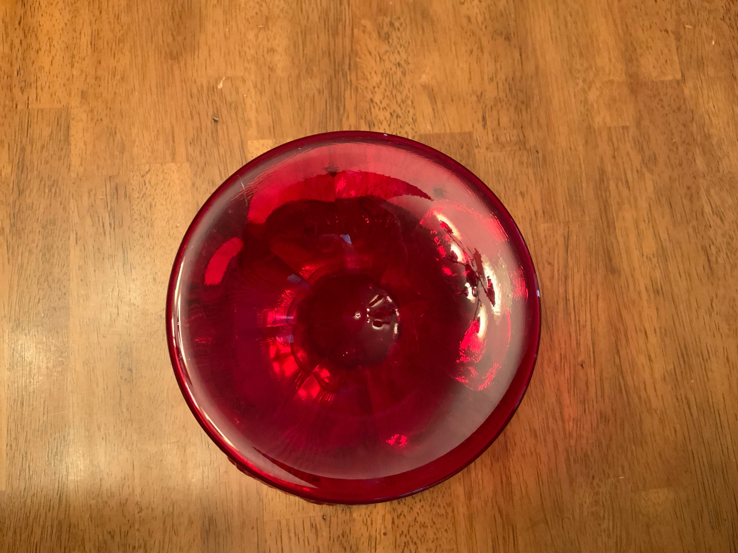 Ruby Red Pedestal Inverted Thistle Compote by Mosser Glass - Etsy