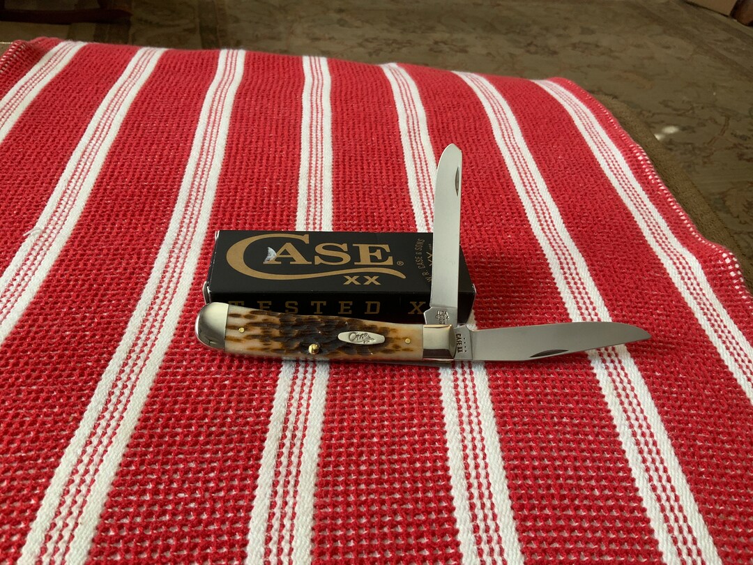 Case XX Peach Seed Jig Amber Bone Trapper - Etsy