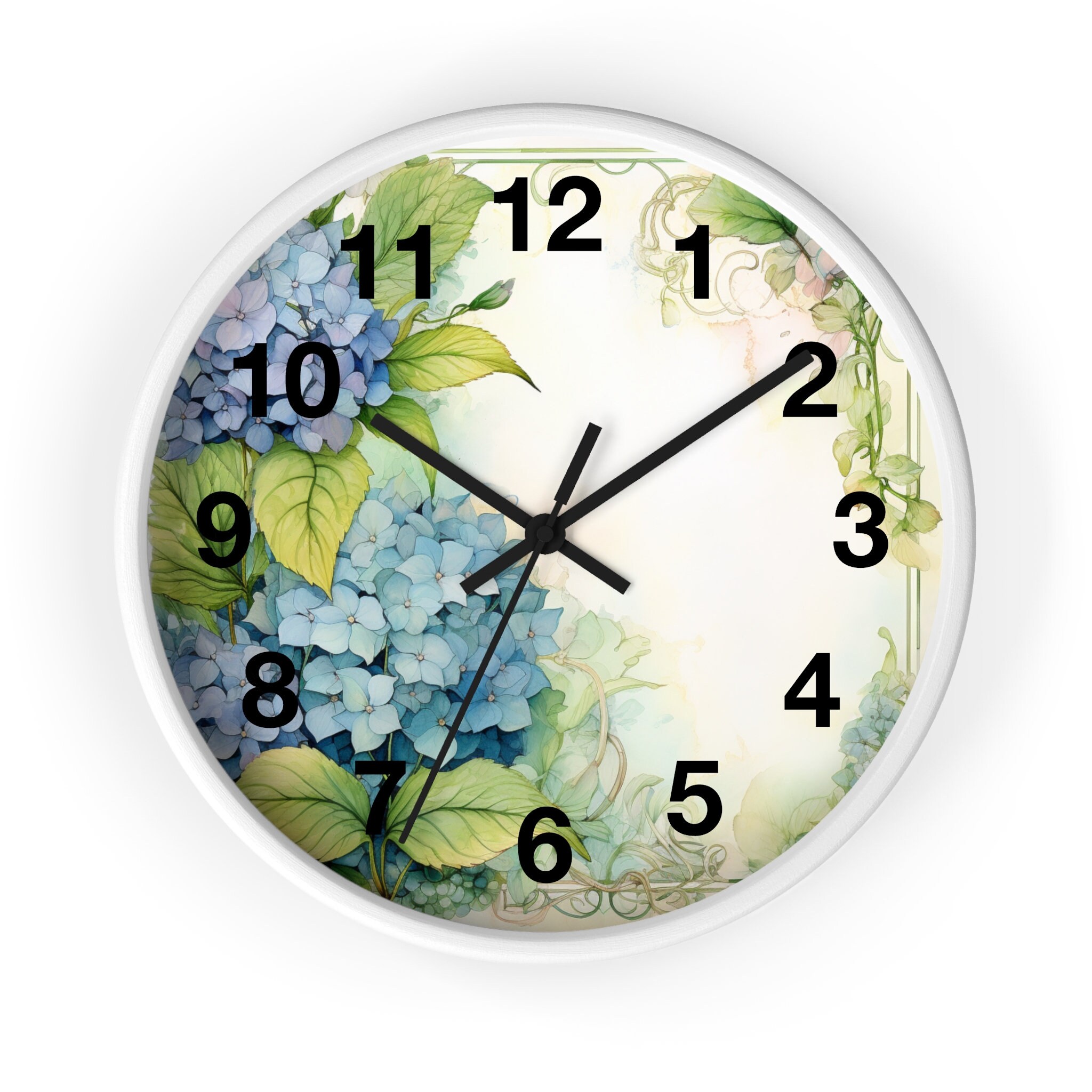 Hydrangea Wall Clock Shabby Chic Style Floral Kitchen - Etsy