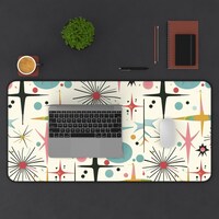 MCM Desk Mat Mousepad Featuring Western Mountain Sunset in Mid Century ...