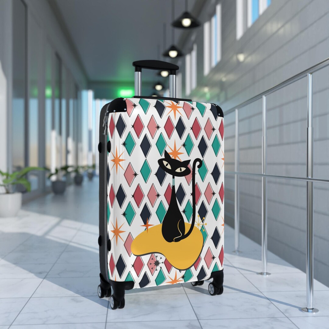 Atomic Cat Diamonds Retro Suitcase, Hard Shell Lockable Travel Luggage ...