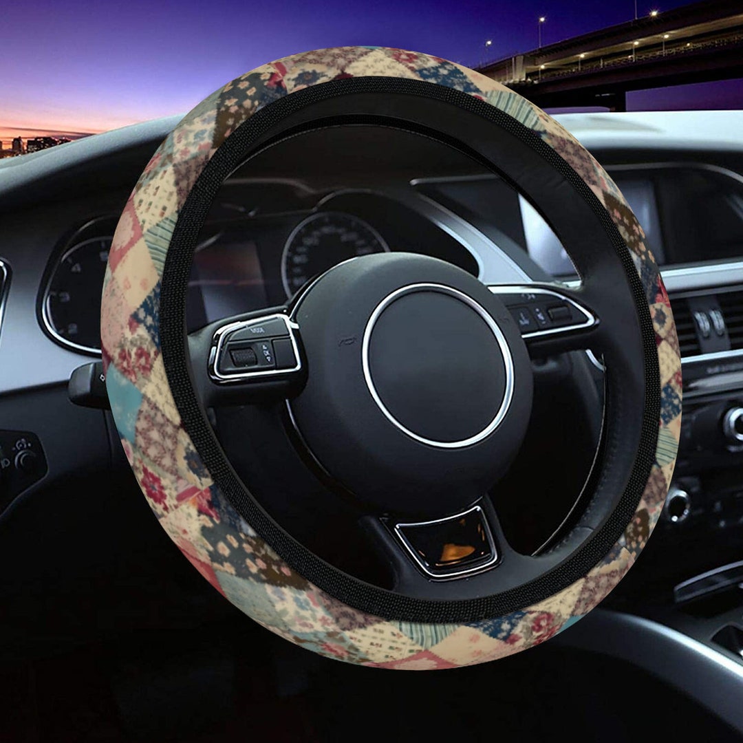 Patchwork Look Shabby Chic Style Floral Steering Wheel Cover, Vintage ...