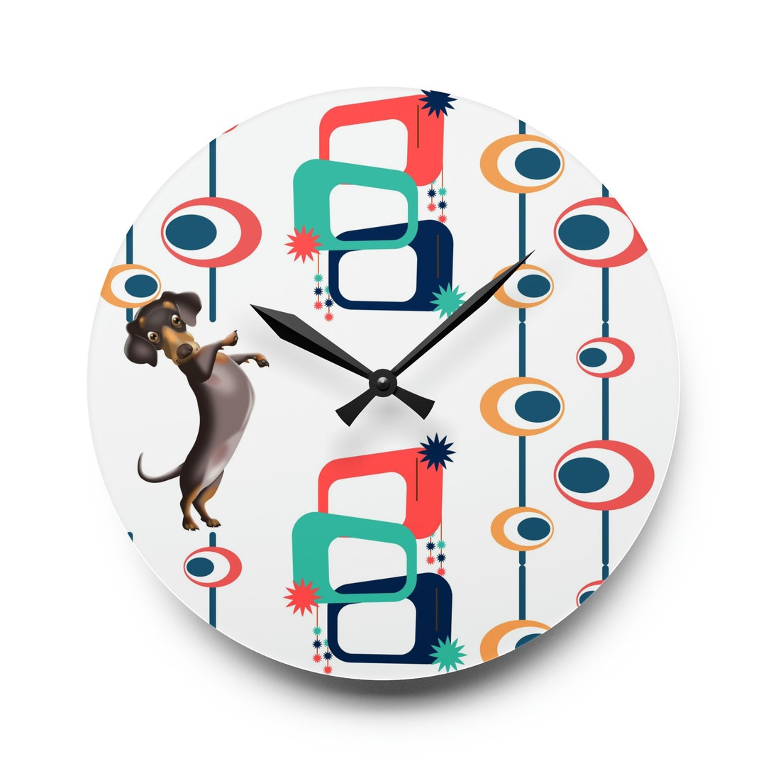 Retro Dachshund Wall Clock Mid Century Style Living Room - Etsy