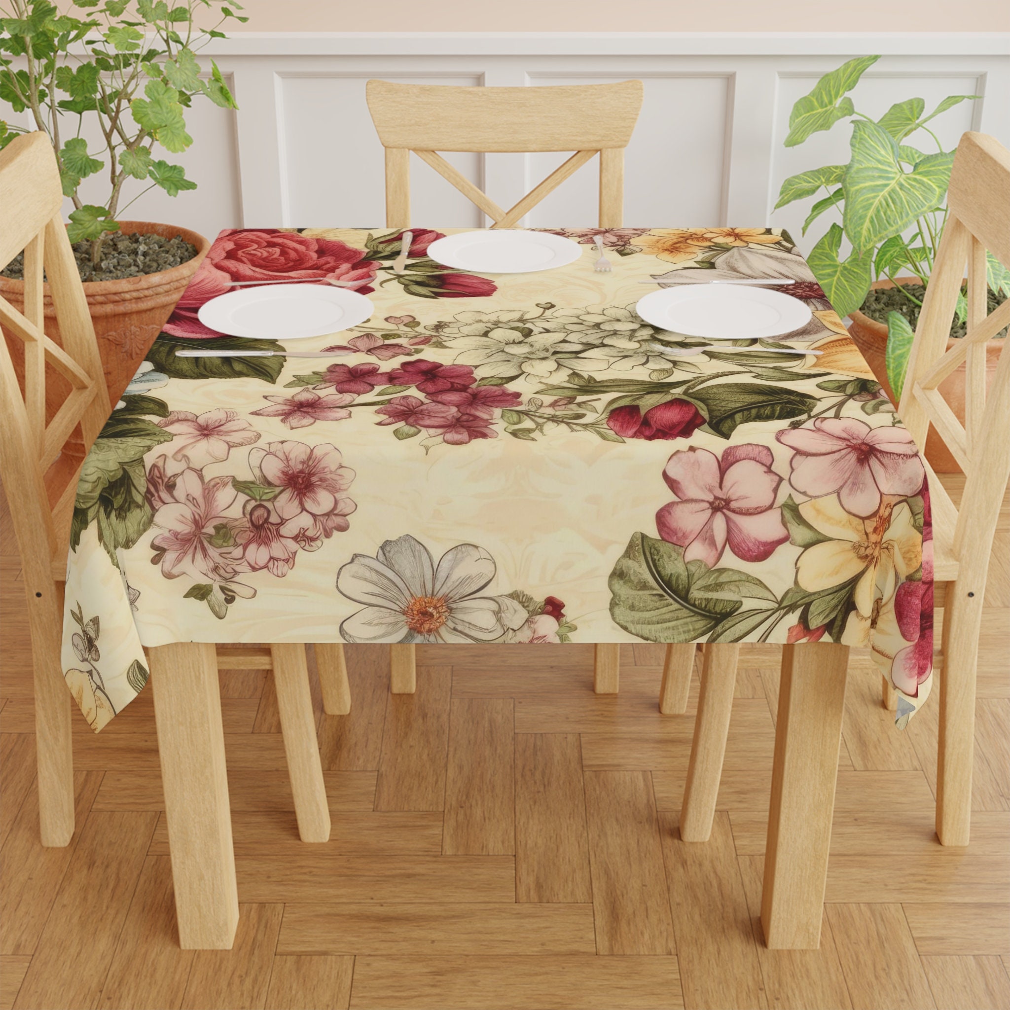 Vintage Flower Dining Room Floral Tablecloth - Etsy